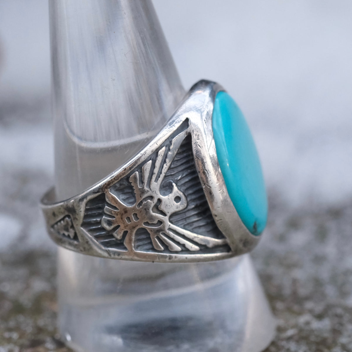 Vintage Sterling Turquoise Thunderbird Ring 10.5 – American Decay