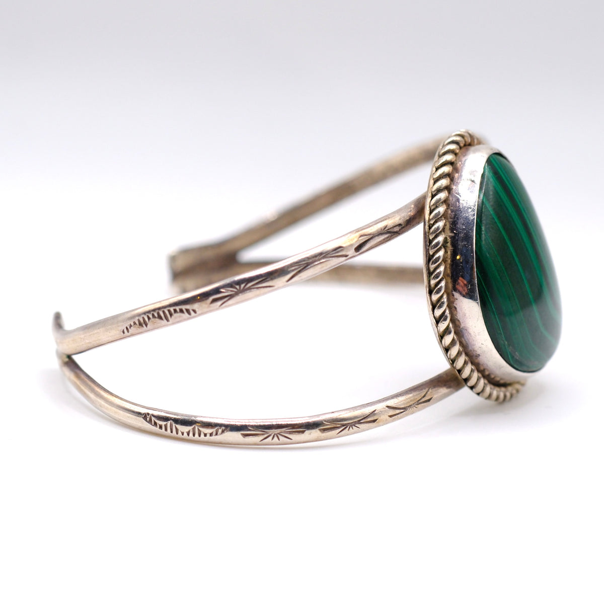 Vintage Sterling Malachite Roper Cuff Bracelet 6.75" – American Decay
