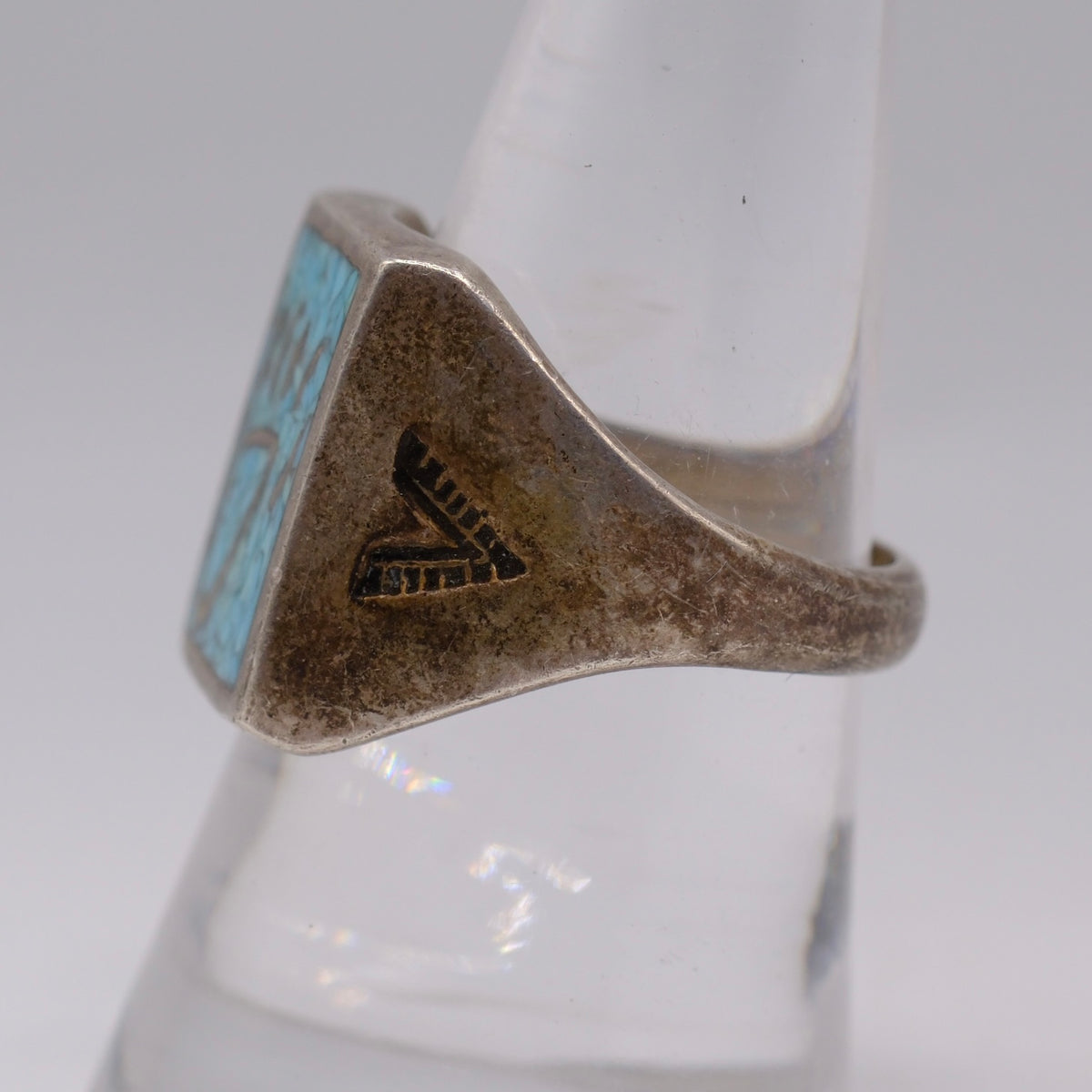 Vintage Sterling Crushed Turquoise Inlay Bear Paw Ring 8.75 – American ...